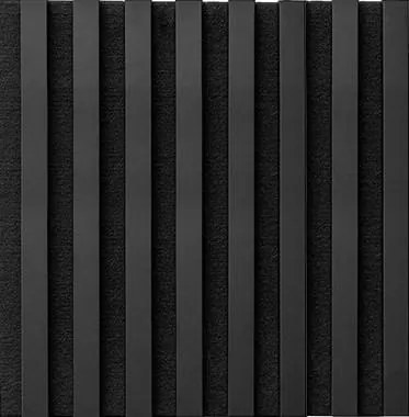 Dekorační panely, černý mat 3D lamely na filcovém podkladu, rozměr 40 x 40 cm, IMPOL TRADE