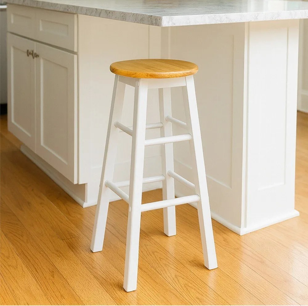 Bílá/v přírodní barvě barová stolička z kaučukového dřeva (výška sedáku 74 cm) Chester – Premier Housewares