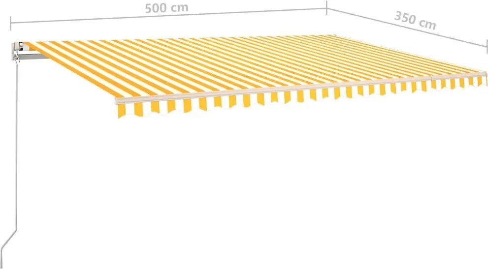 vidaXL Ručně zatahovací markýza se sloupky 5 x 3,5 m [3070058] Barva: Modro-bílá