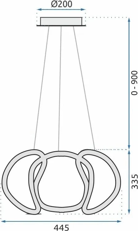 Toolight Toolight, LED závěsné svítidlo + dálkový ovladač 60W APP386-CP, zlatá, OSW-06902