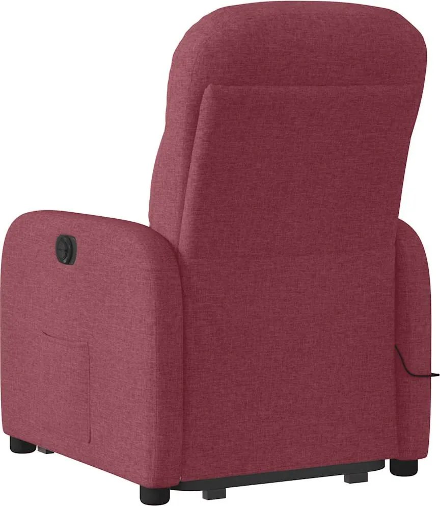 Elektrické zvedací masážní polohovací křeslo vínové textil 3303005