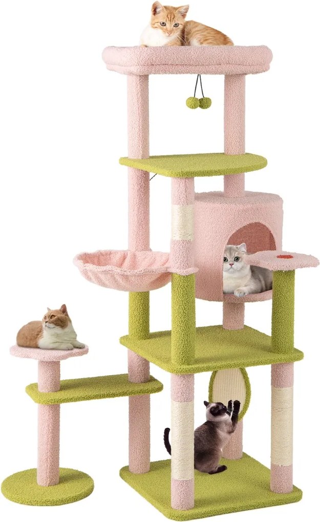 Costway Květinové škrabadlo a plyšová polstrovaná platforma a Cat House Cat Tree