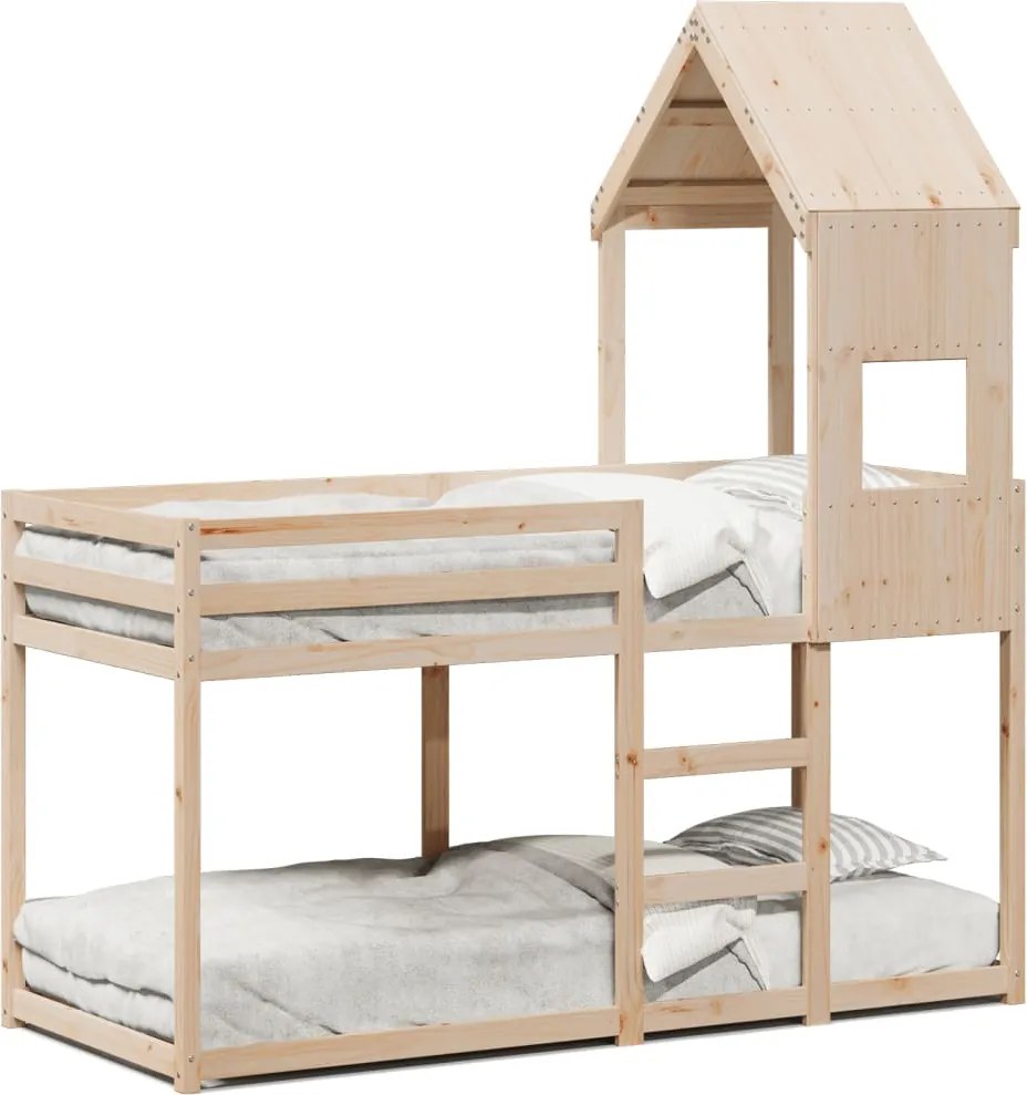 Patrová postel bez matrace 90 x 190 cm masivní borové dřevo 3282005