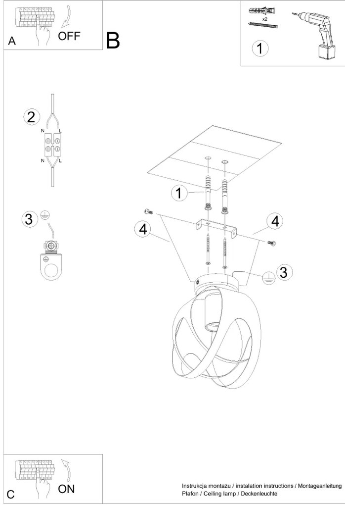 Stropní svítidlo Tulos, 1x bílé kovové stínítko