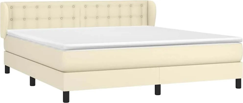 Box spring postel s matrací krémová 160x200 cm umělá kůže 3127321