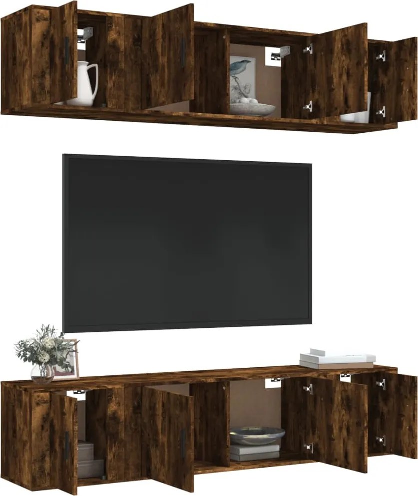 6dílný set TV skříněk kouřový dub kompozitní dřevo 3188659