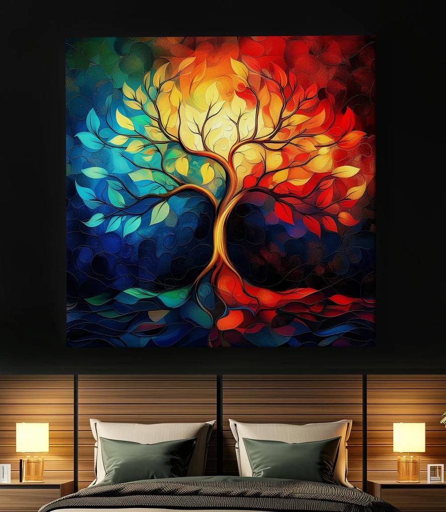 Obraz na plátně - Strom života Oheň v duši FeelHappy.cz Velikost obrazu: 120 x 120 cm