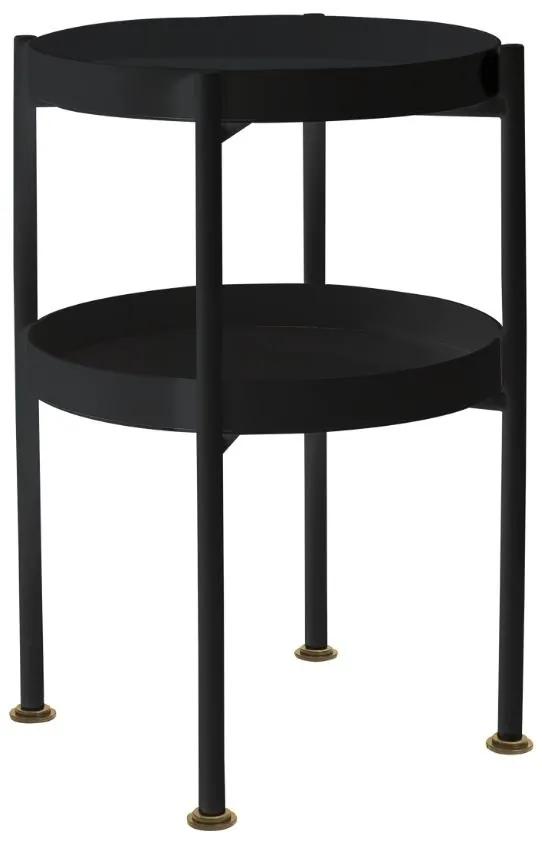OnaDnes -20% Nordic Design Černý kovový odkládací stolek Nollan 40 cm s policí