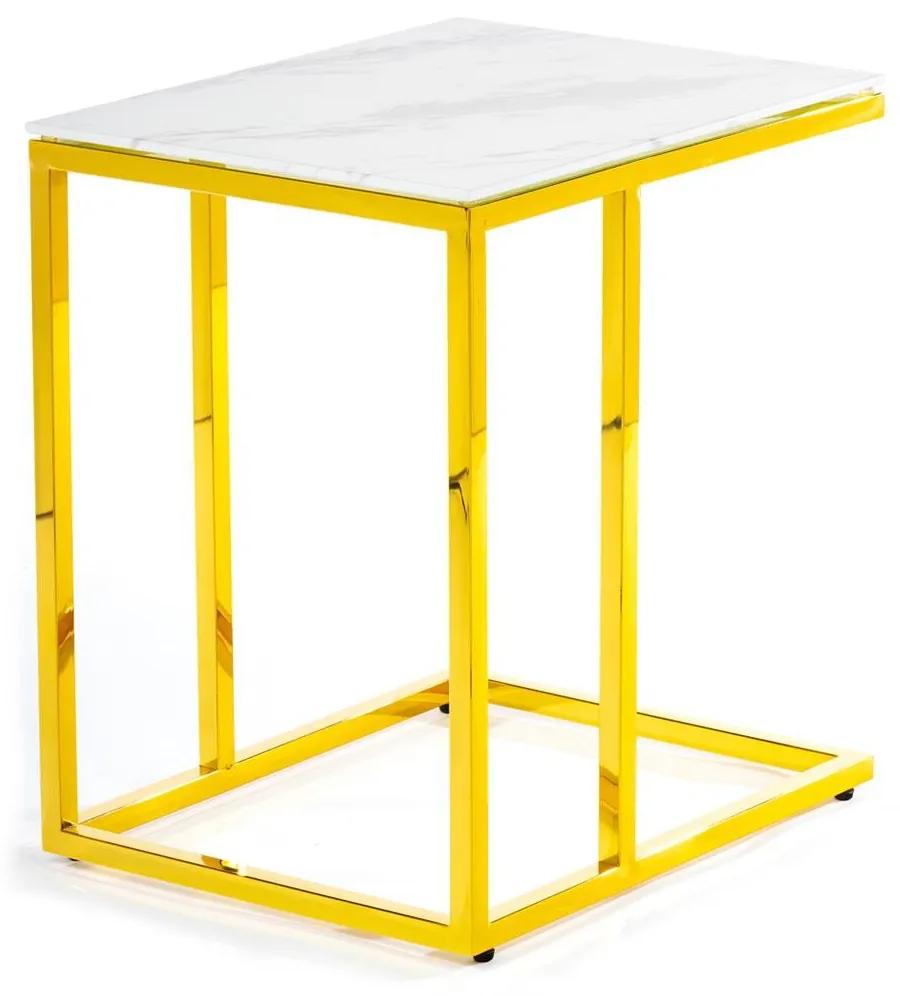 Odkládací stolek Lurus 40 cm zlatý/bílý mramor