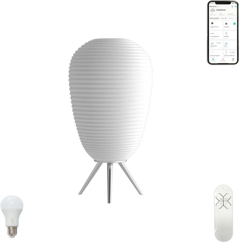 Immax NEO COCONO stolní lampa bílé sklo 24x43cm včetně Smart zdroje E27 RGBW Zigbee 3.0