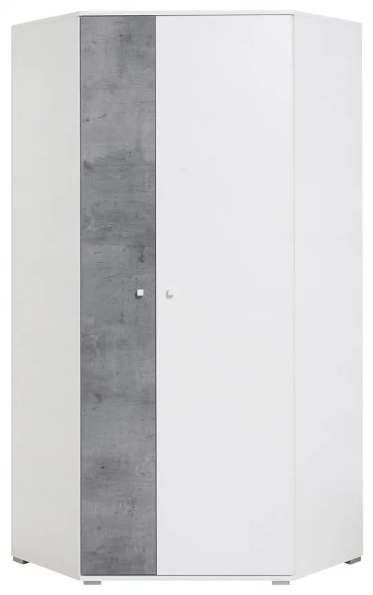 Rohová šatní skříň SIGMA SI2 Bílá lux + beton
