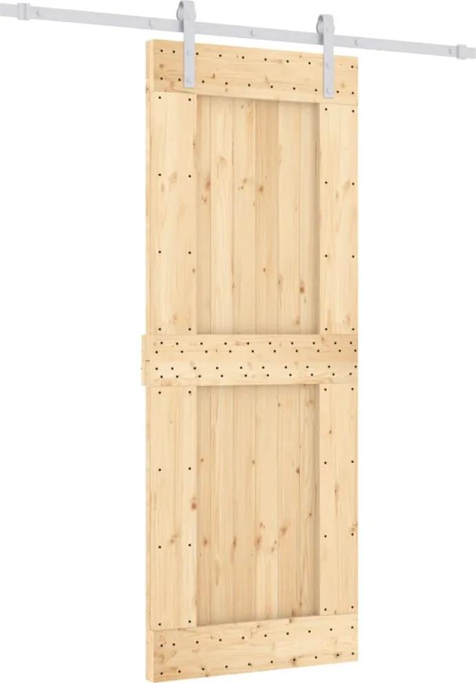 vidaXL Posuvné dveře s kováním 80 x 210 cm masivní borové dřevo [3203013]