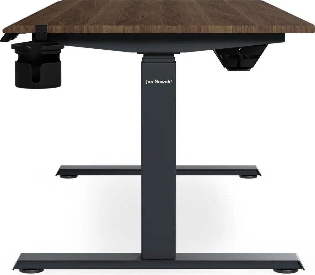 Elektrický stůl s regulací výšky ergonomický antracitový/ořech,1400x700 mm: ARIA