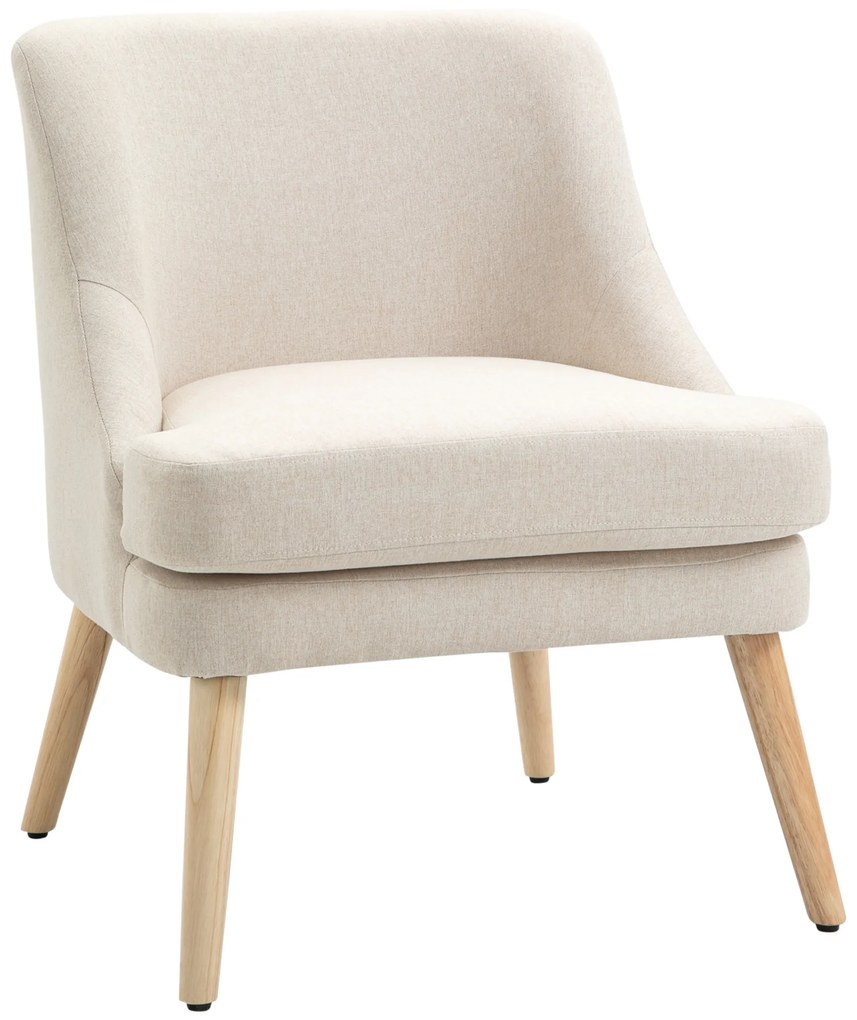 Jídelní židle HOMCOM Moderní kuchyňská židle s područkami Čalouněná židle len-dotek dřeva Bílá 63x69x79,5 cm pro stylové stolování | Aosom.de