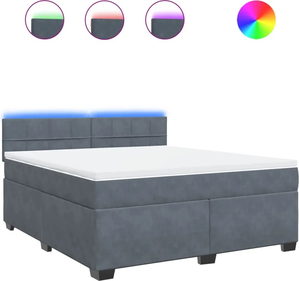 Box spring postel s matrací tmavě šedá 180x200 cm samet 3288679