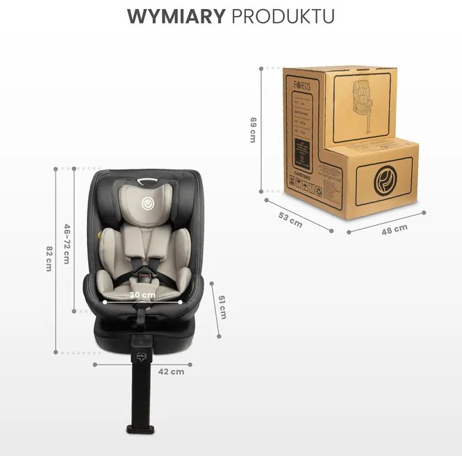 CARETERO AUTOSEDAČKA FORTIS I-SIZE GREY (40-150)