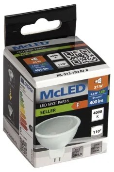 LED žárovka GU5,3 MR16 McLED 4,6W (35W) neutrální bílá (4000K), reflektor 12V 100° ML-312.159.87.0