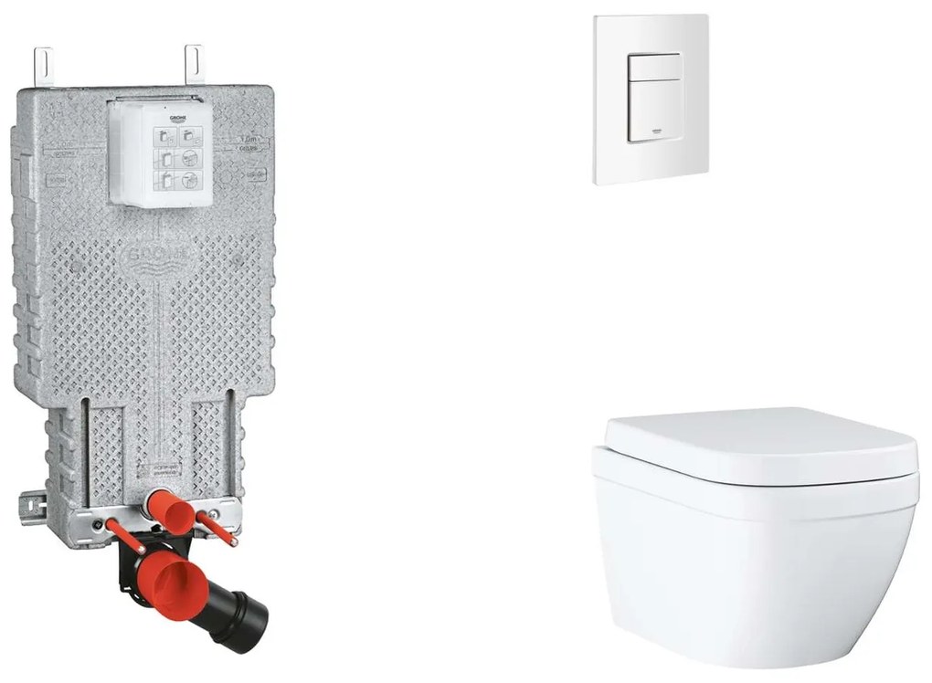 Grohe Uniset - Set předstěnové instalace, klozetu, sedátka SoftClose a tlačítka Skate Cosmopolitan, Triple Vortex, alpská bílá SANI15BB3105