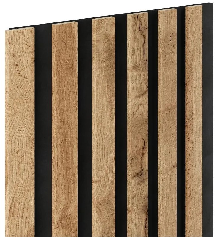Akustické dekorační panely SLIM, dub wotan 3D lamely na filcovém podkladu, rozměr 270 x 30 cm, IMPOL TRADE
