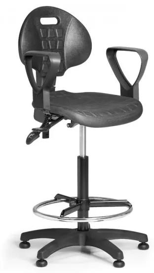 Pracovní židle PUR - synchronní mechanika, kluzáky
