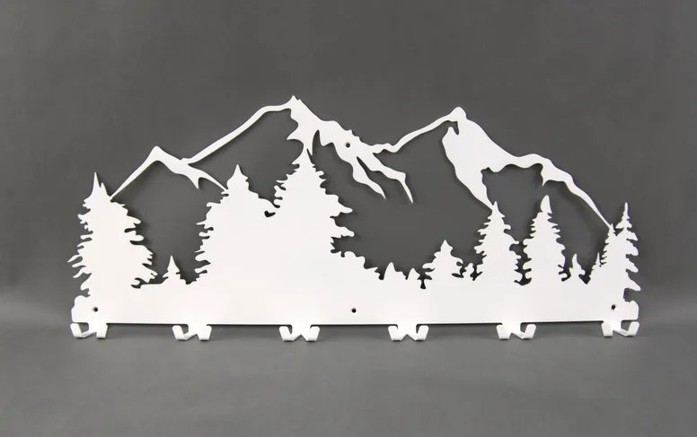 Kovový nástěnný věšák hory 65x26,2cm různé barvy Barva: Bílá
