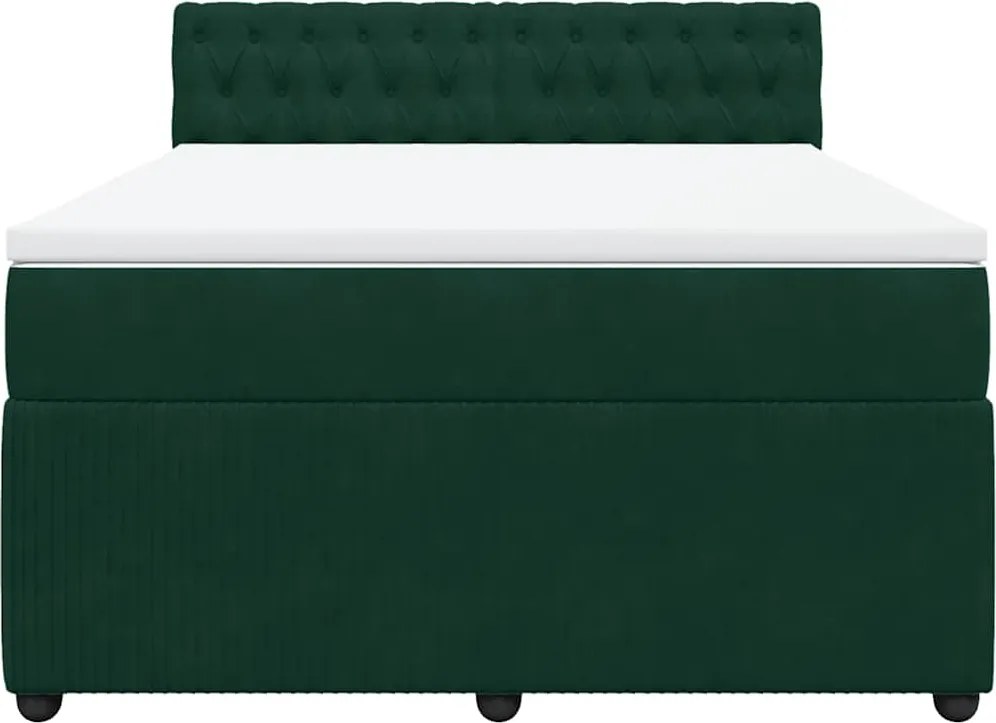 Box spring postel s matrací tmavě zelená 160x200 cm samet 3290091