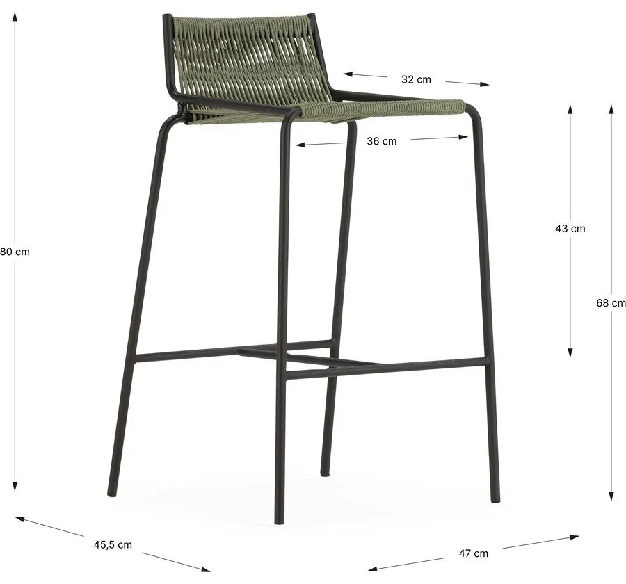 Zelená kovová barová židle (výška sedáku 65 cm) Emily – Marckeric