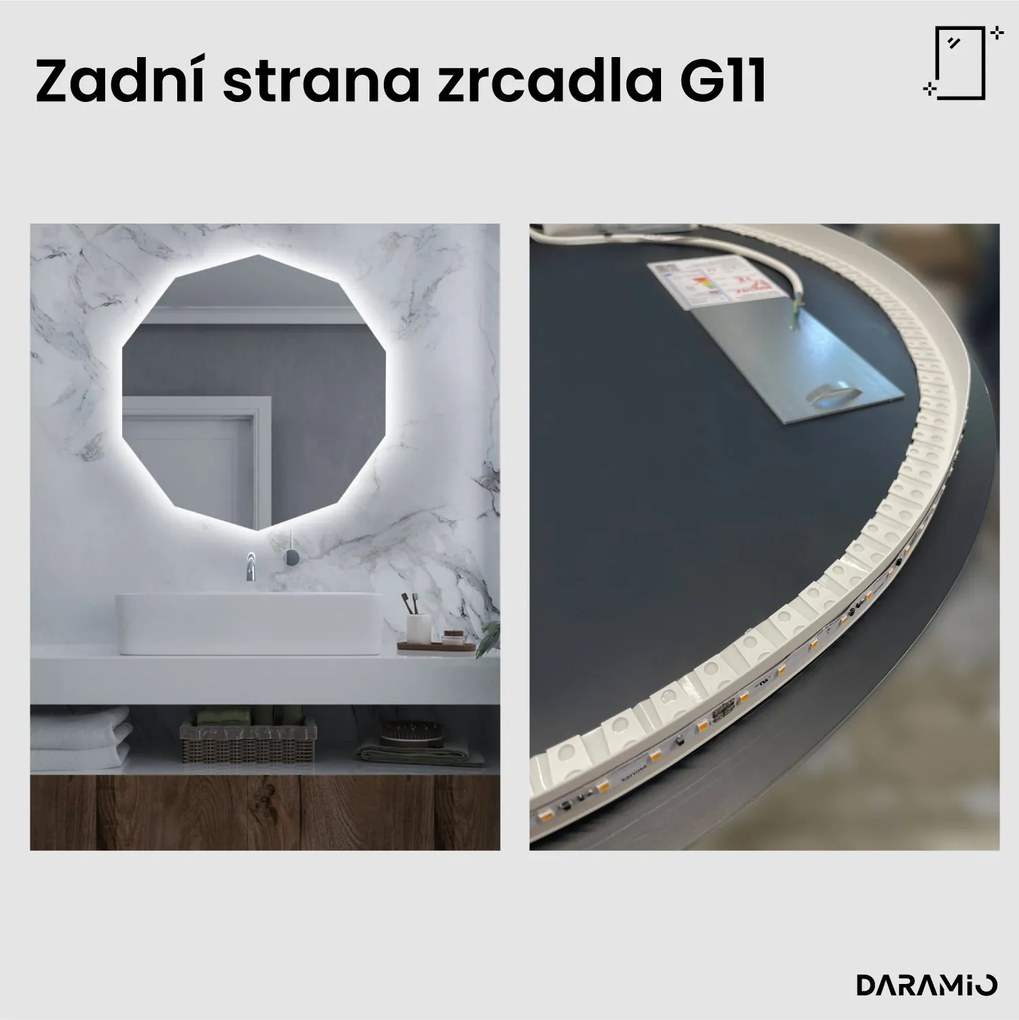 Geometrické zrcadlo do koupelny s LED osvětlením G11