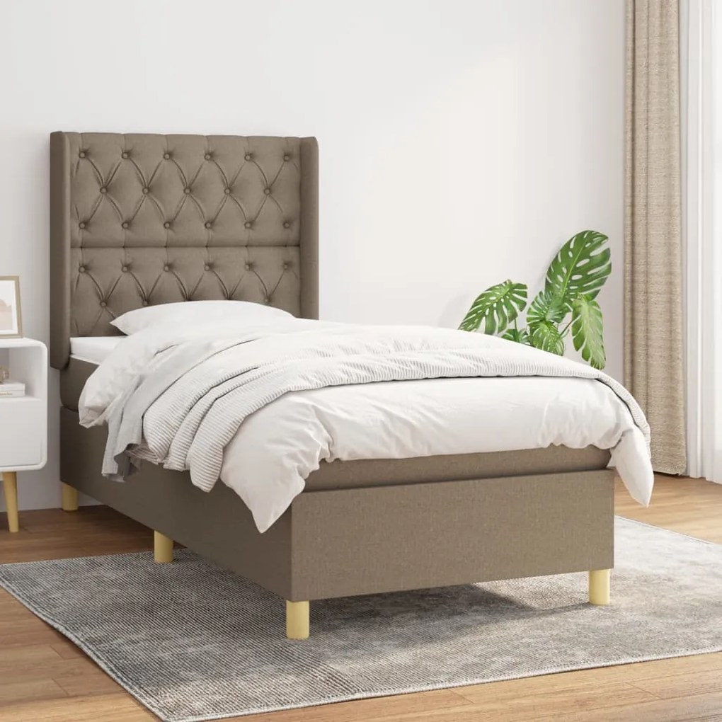 Box spring postel s matrací taupe 80x200 cm textil