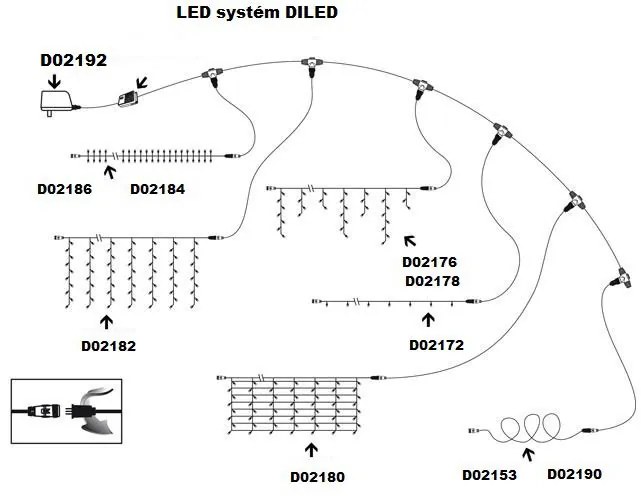 Nexos diLED 2180 světelná síť - 100 LED teple bílá