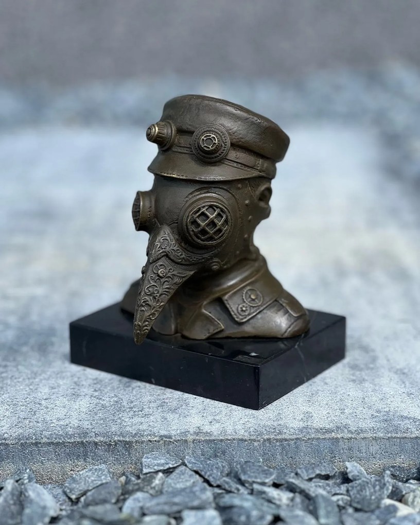 Bronzová socha soška - Morový doktor Steampunk