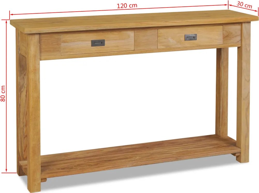 vidaXL Konzolový stolek masivní teak 120 x 30 x 80 cm [244482]