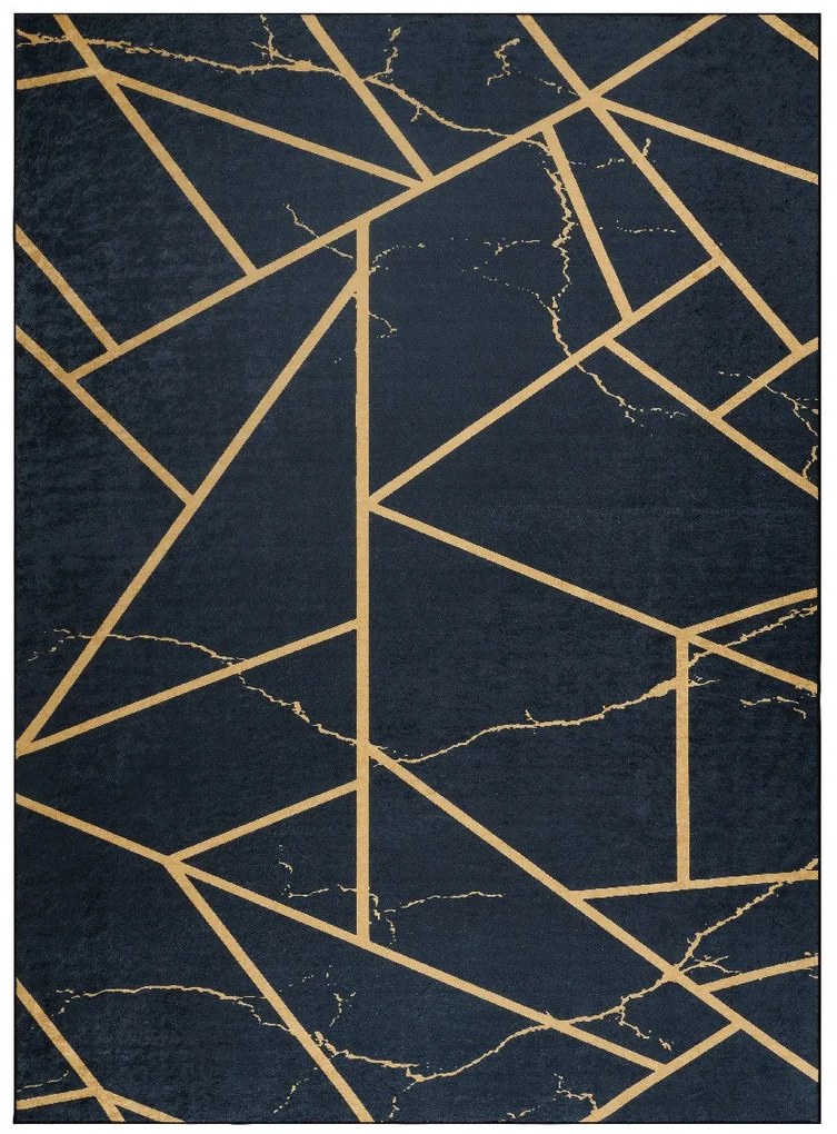 Dywany Łuszczów, Kusový koberec ANDRE Marble 1222, 80x150, černá, chodba / předsíň