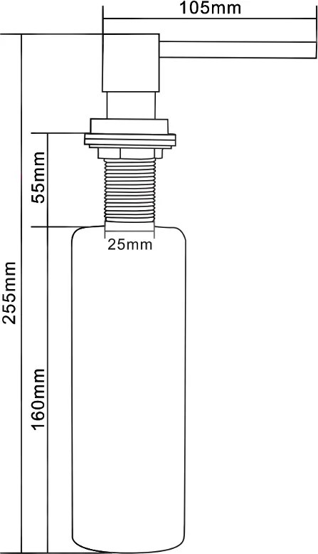 Mexen příslušenství, hranatý dávkovač saponátu do kuchyňského dřezu, černá, 6605320-70