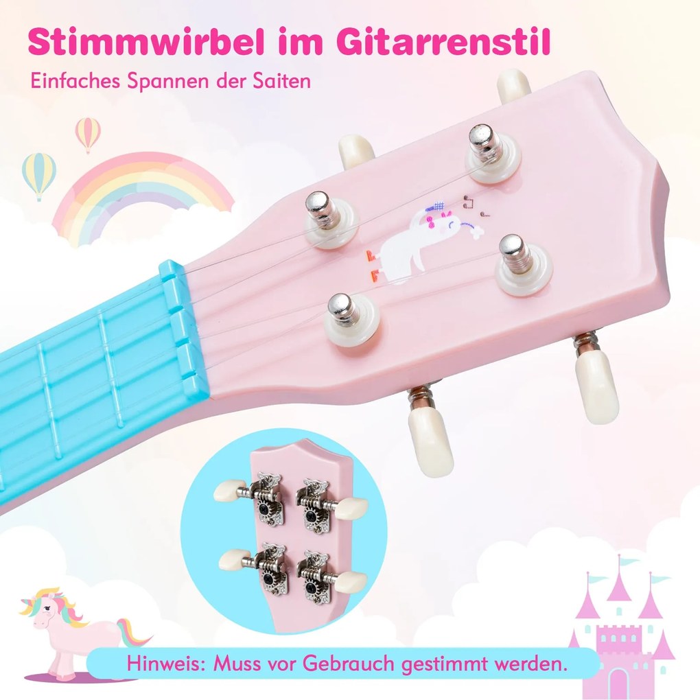 Costway 21 Palcové ukulele pro děti Mini hračkové ukulele s 4 nylonovými