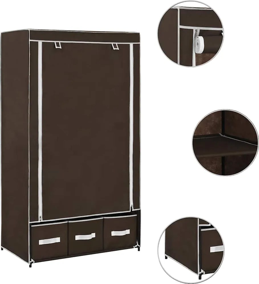 Šatní skříň hnědá 87 x 49 x 159 cm textil 282458
