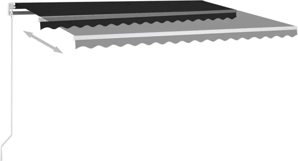 Ručně zatahovací markýza s LED světlem 400 x 350 cm antracitová 3068984