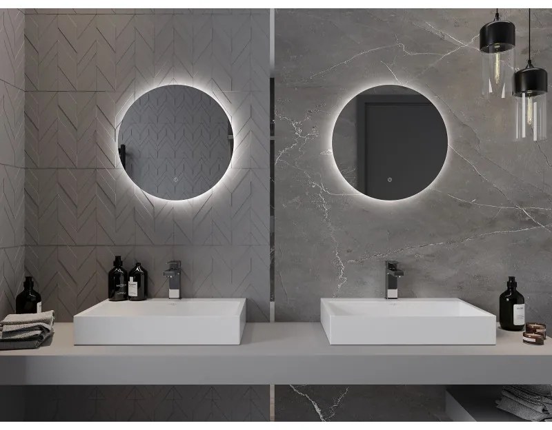 Mexen Erg, kulaté LED podsvícené koupelnové zrcadlo 50 cm, 6000K, topná podložka proti zamlžování, 9823-050-050-611-00