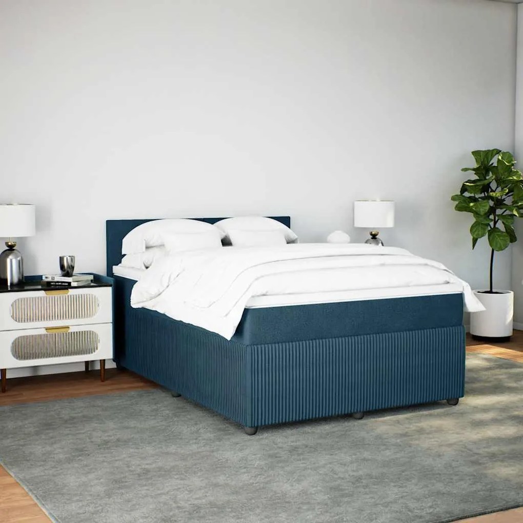 Box spring postel s matrací modrá 140 x 190 cm samet 3290032