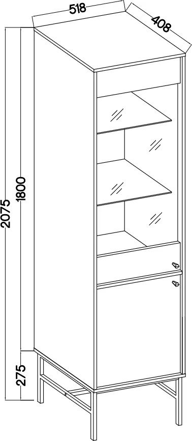 FALCO Vitrína Tomila 101/3 Odstín: Černý grafit