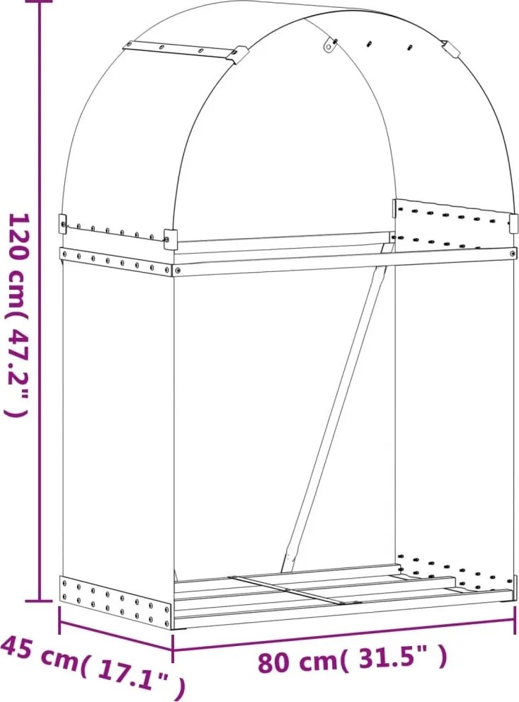 vidaXL Stojan na dřevo 80 x 45 x 120 cm pozinkovaná ocel [364539] Barva: Hnědá