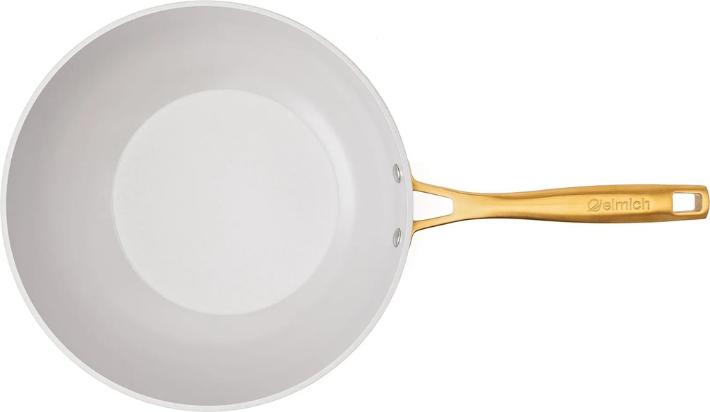 Elmich Nepřilnavá keramická pánev wok Zen Ø 28 cm - hnědo zlatá
