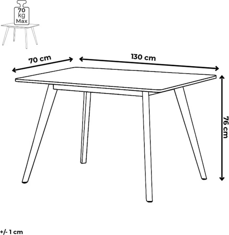Stůl jídelní, deska slinutý kámen v imitaci matného mramoru, černé kovové nohy (130 x 70) cm