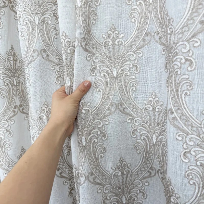 Voálová Luxusní vyšívaná záclona bílá Versailles Beige metráž Ervi 3634-132