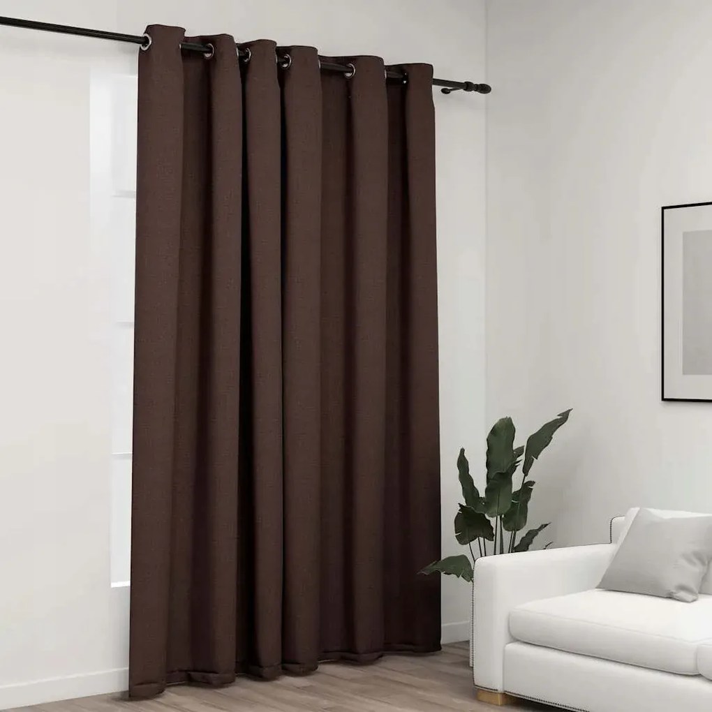 Fionshop 262764151 Zatemňovací závěs s kroužky vzhled lnu taupe 290 x 245