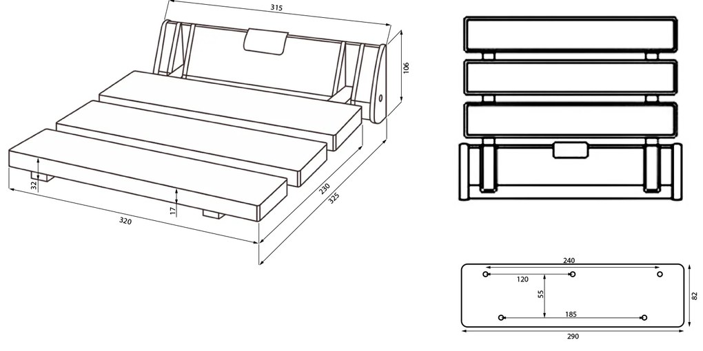 Aqualine AE236 sprchové sedátko bambus