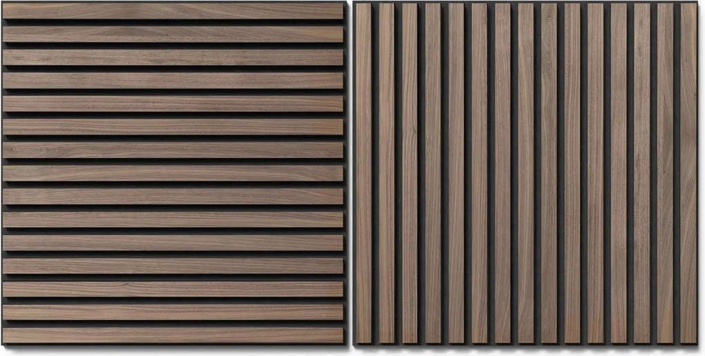 Denpanels Akustický panel WOOD Ořech černá MDF černá plsť 60 x 60 x 2 cm, 2 ks