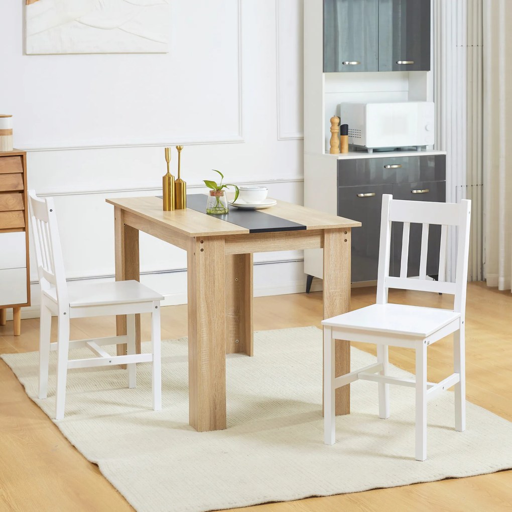 Jídelní židle HOMCOM sada 2 stylových kuchyňských židlí z bílého borovicového dřeva 41x46,5x85,5 cm ideální do jídelny a obývacího pokoje