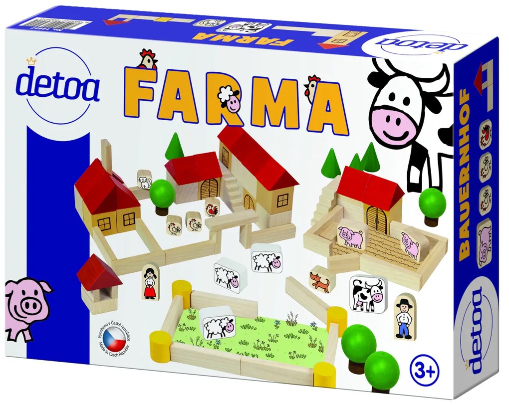 Detoa Dřevěná stavebnice Farma 100 dílů