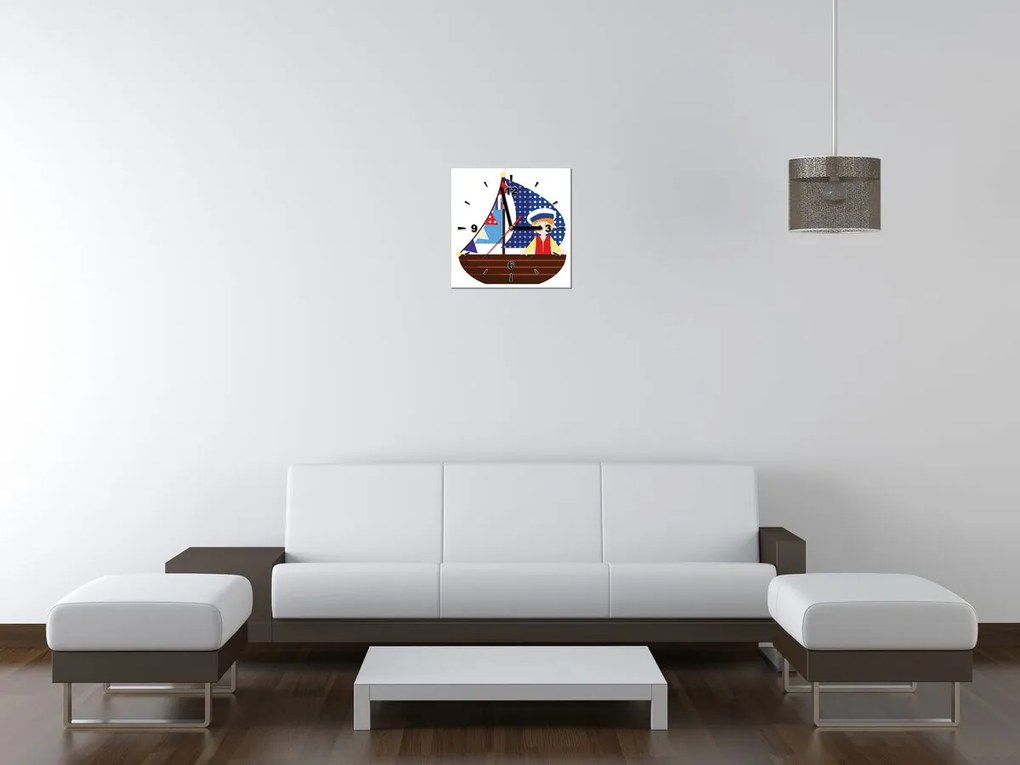 Gario Obraz s hodinami Na malé loďce Rozměry: 30 x 30 cm